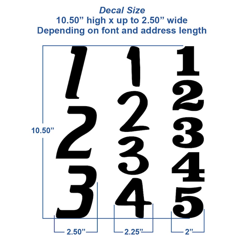 Vertical 10.50" High, 2pc. Reflective Mailbox Numbers Decals, Custom ...