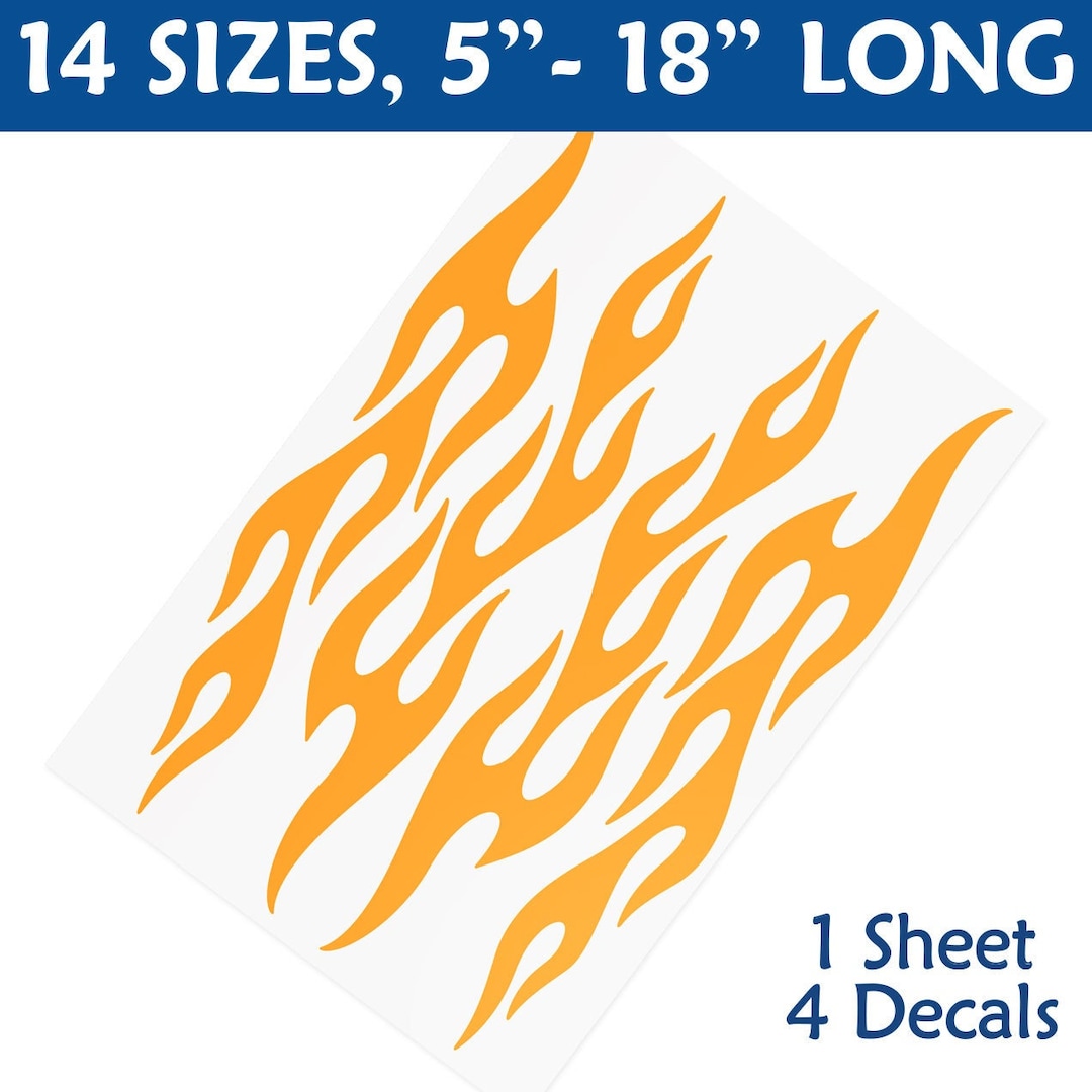 Set of 4 Flames Vinyl Decals Retro Fire Sticker Kit Hotrod - Etsy