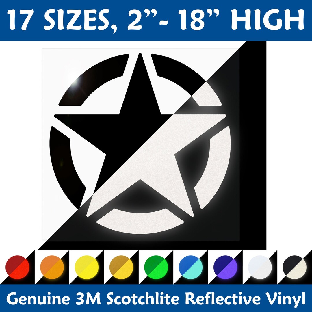 Reflective Army Star Decal, USA Armed Forces Symbol Laptop Sticker ...