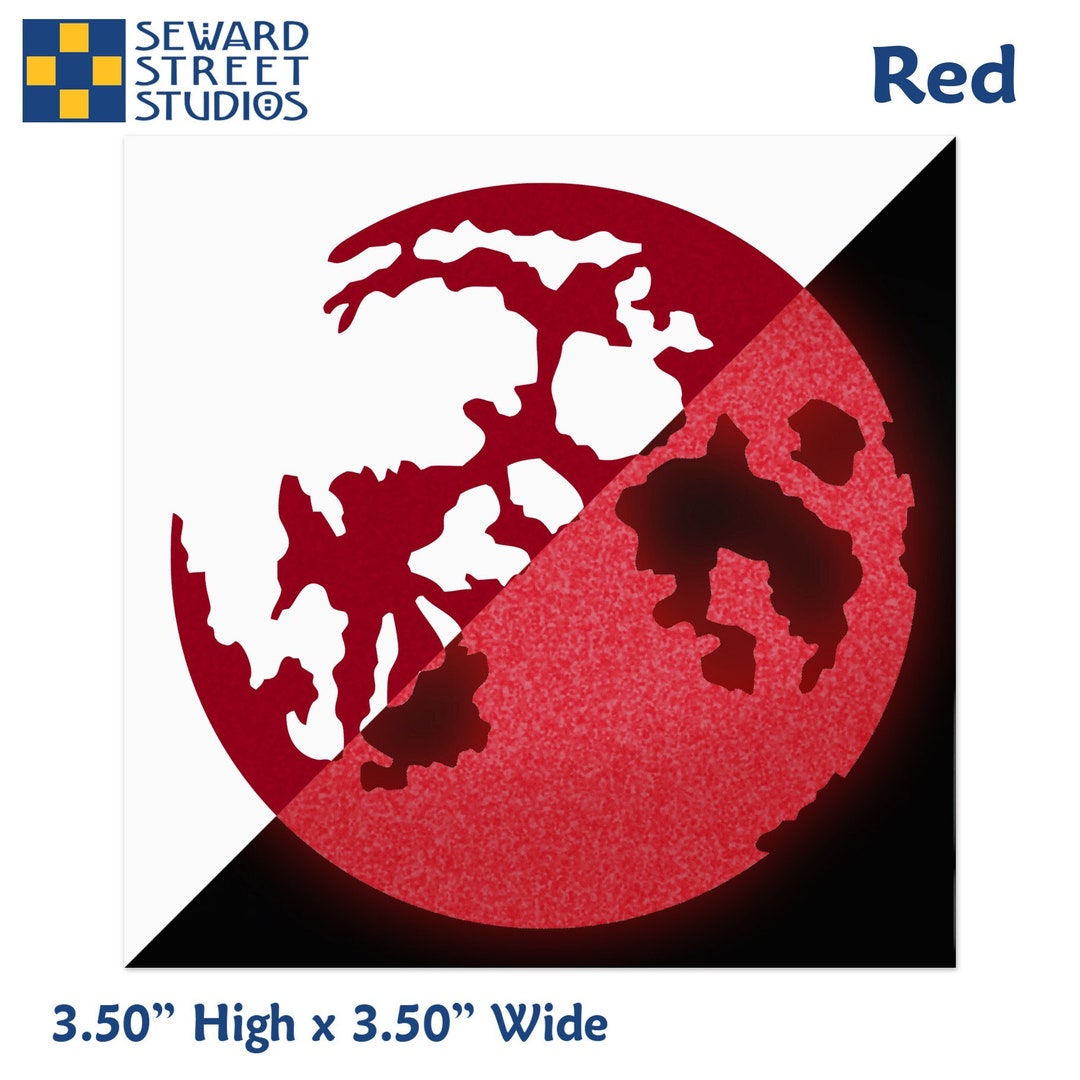Red Reflective Full Moon Vinyl Decal, Luna Window Sticker, Full Moon ...