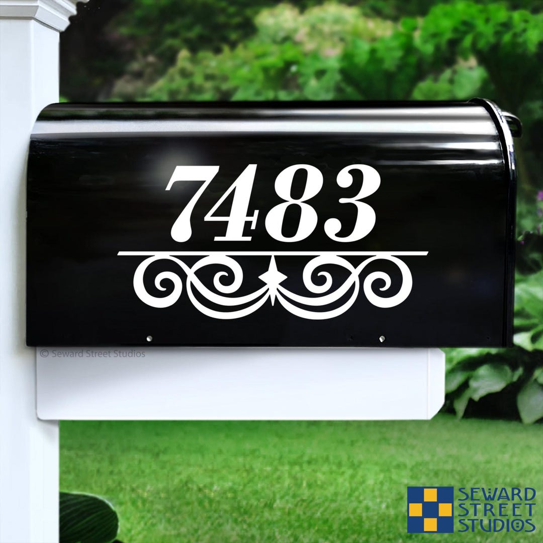 Classic Mailbox Address Decal, American Farmhouse Number Sticker, Star ...