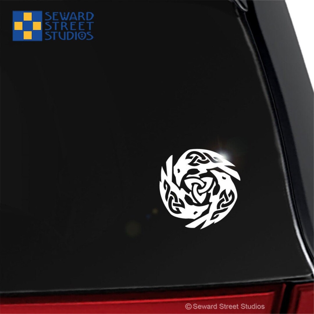 Three Ravens Vinyl Decal, Triple Crows Window Sticker, Knotwork Corvids ...