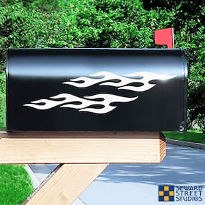 Set of 4 Reflective Flames Vinyl Decals, Retro Fire Sticker Kit, Hotrod ...