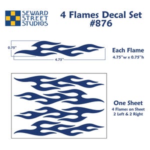Set of 4 Flames Decal Set, Retro Flame Motorcycle Helmet Stickers Kit, Hotrod Fire Bike Frame ...