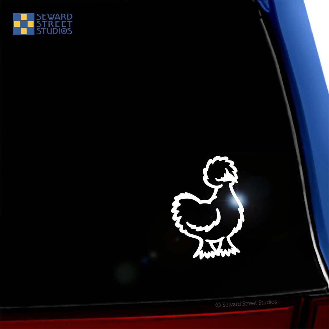 Silkie Chicken Vinyl Decal, Weird Silky Window Sticker, Fun Fluffy ...