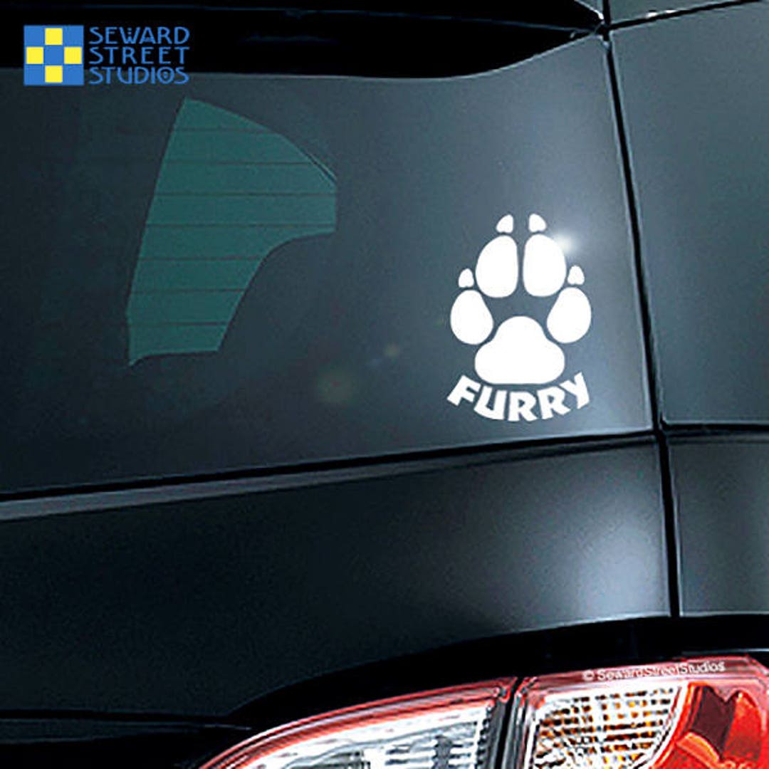 Furry Paw Print Vinyl Decal, Furry Track Car Window Sticker, Fusuit ...