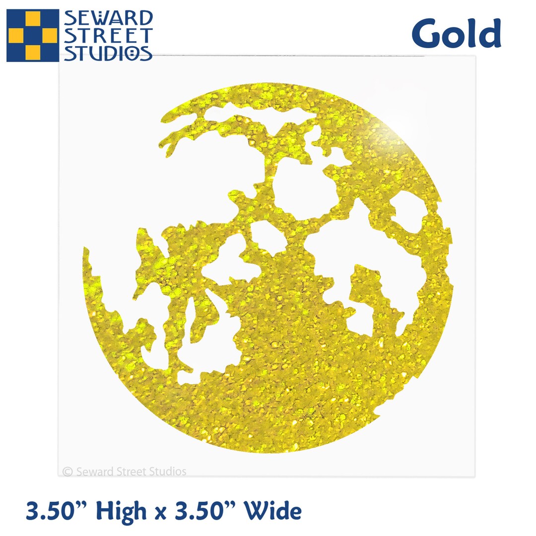 Gold Glitter Full Moon Vinyl Decal, Luna Window Sticker, Full Moon ...
