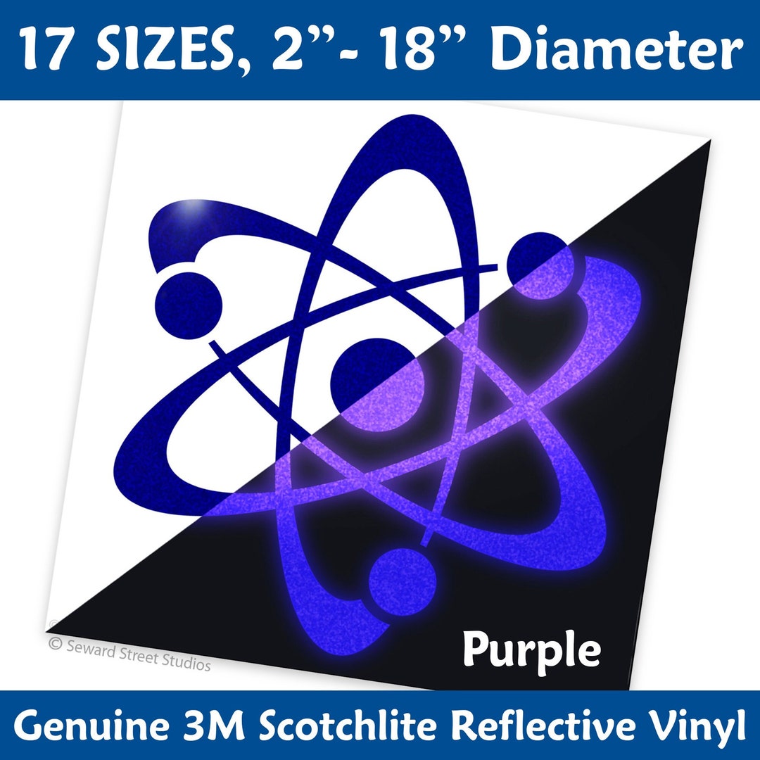 Purple Atom Symbol Reflective Decal, Atomic Motorcycle Helmet Reflector ...