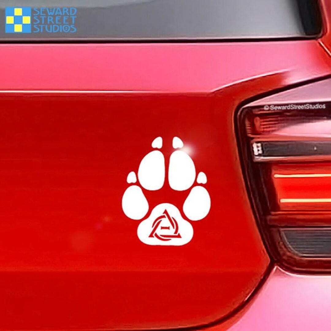 Therian Dog Print Decal, Furry Fandom Theta Delta Car Sticker, Otherkin ...