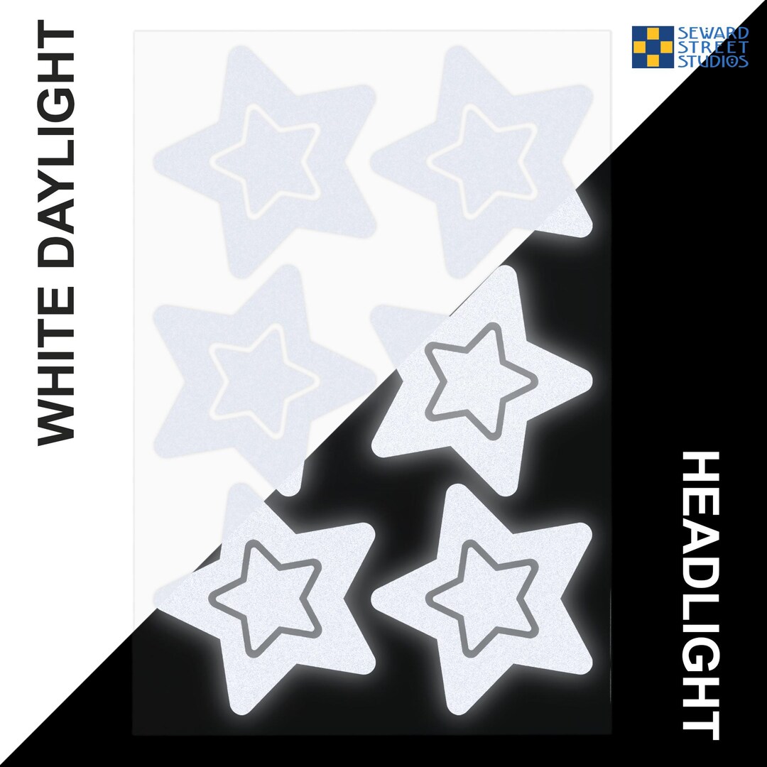 White Stars Reflective Decals Set, Stars Motorcycle Helmet Stickers Kit ...