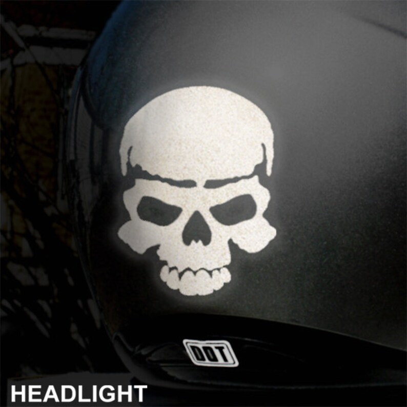 Skull Reflective Vinyl Decal Grinning Death Head Bike Helmet - Etsy UK