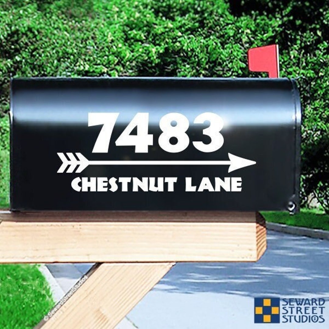 Mailbox Address Decal, Outdoor Arrow Custom Street Name Sticker ...