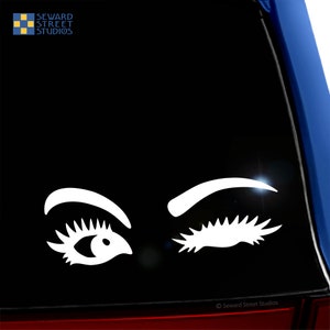 Winking Eyes Reflective Decal, Eye Lashes Wink Car Window Sticker ...