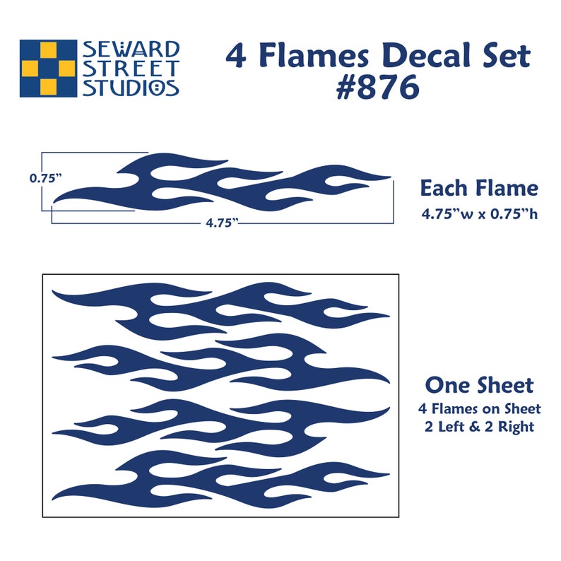 Set of 4 Blue Flames Holographic Glitter Decals, Retro Fire Motorcycle ...