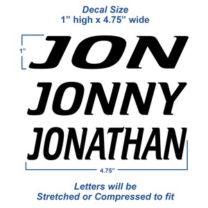 Single Personalized Name Reflective Decal, Custom Name Helmet Sticker ...