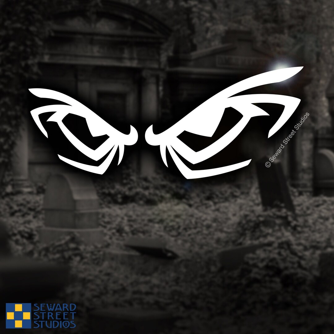 Angry Eyes Decal, Scowling Eyes Car Window Sticker, Monster Laptop ...