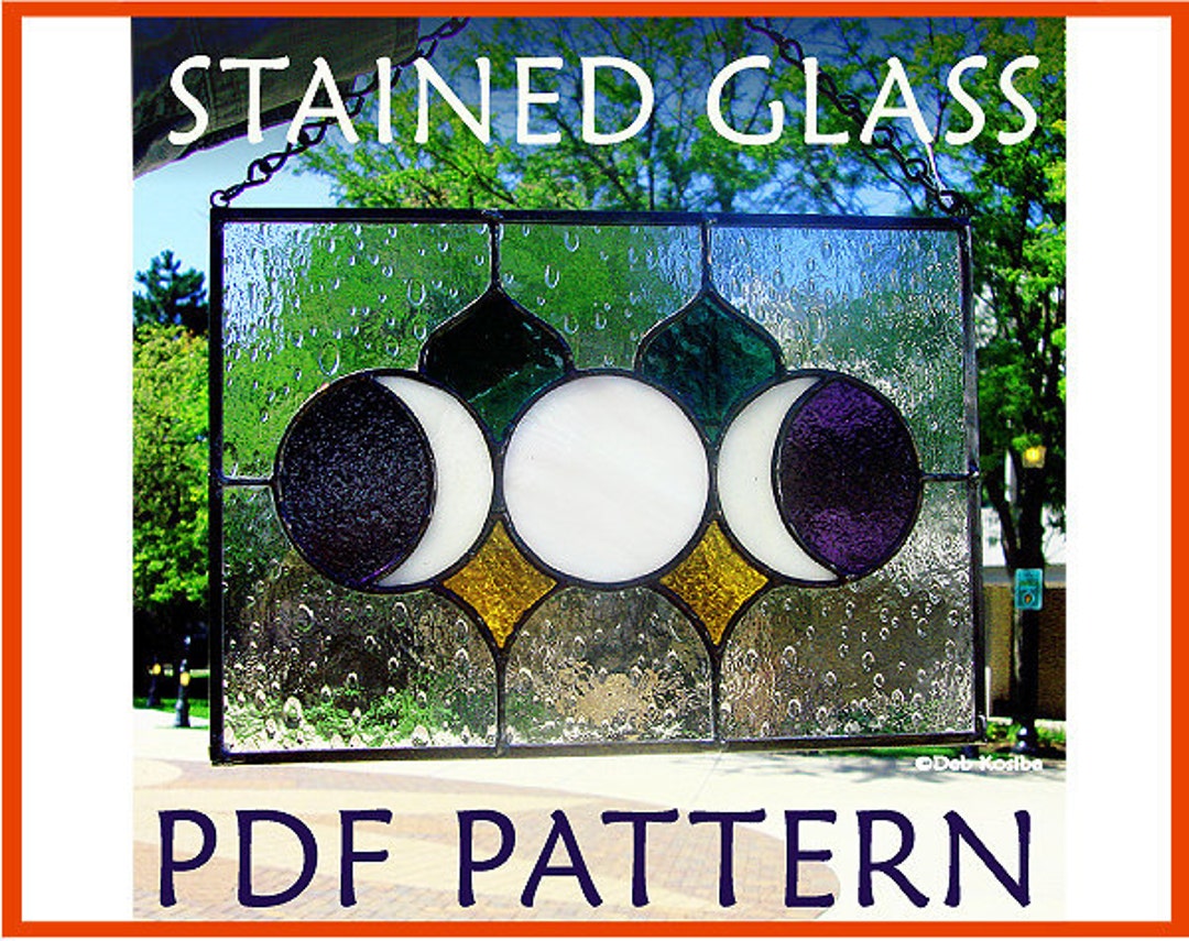 Easy Triple Moon Stained Glass Pattern / Stain Glass Moon Phase PDF ...