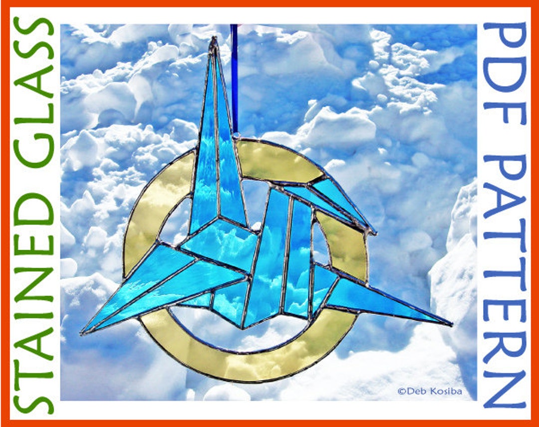 Easy Origami Crane Stained Glass Pattern, Stain Glass Origami Crane PDF ...