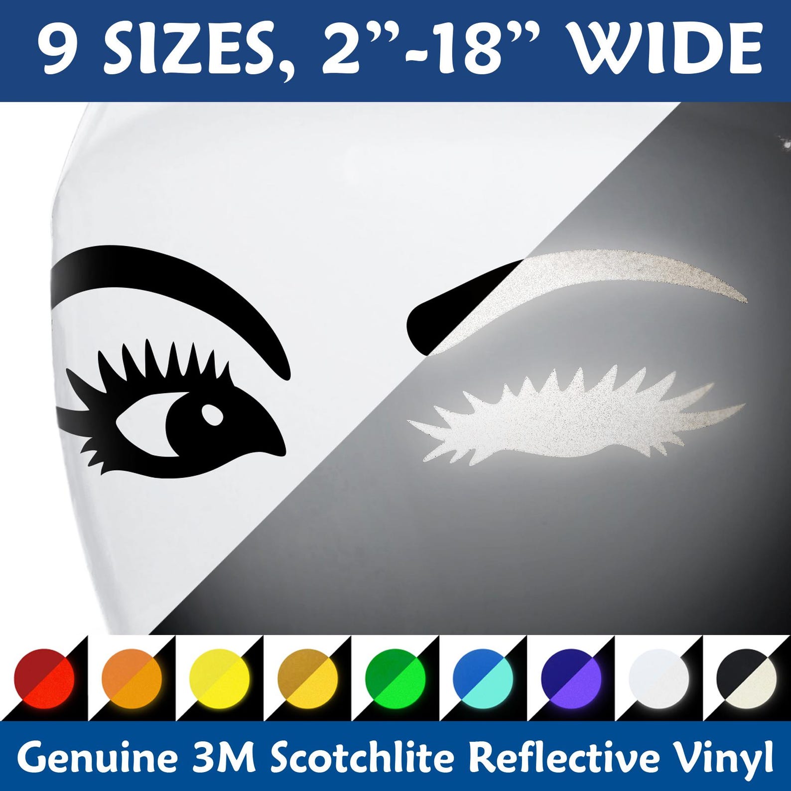 Winking Eyes Reflective Decal, Eye Lashes Wink Car Window Sticker ...