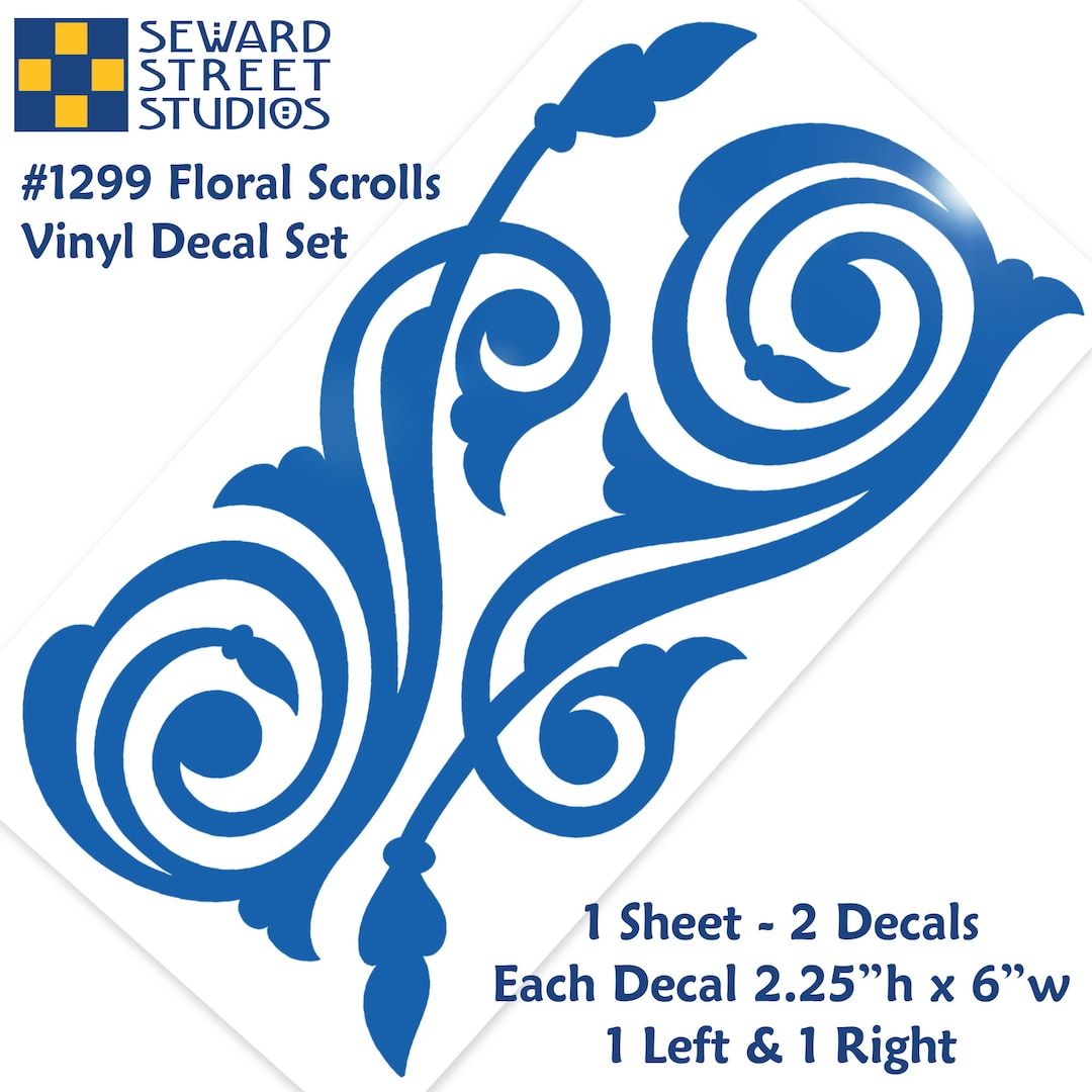 Set of 2 Floral Scroll Decals, Vine Scrolls Ornament Helmet Kit, 3M ...
