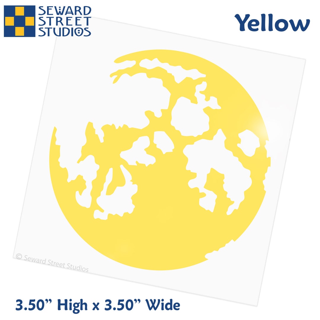 Yellow Full Moon Vinyl Decal, Luna Window Sticker, Full Moon Laptop ...