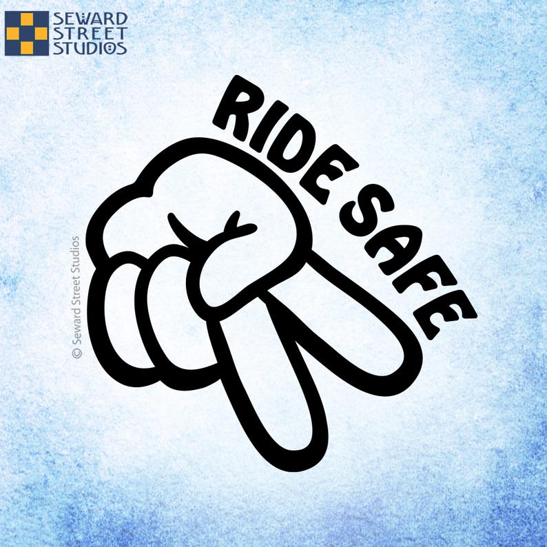 Ride Safe Motorcycle Hand Wave Decal, Biker 2 Fingers Signal Sticker ...