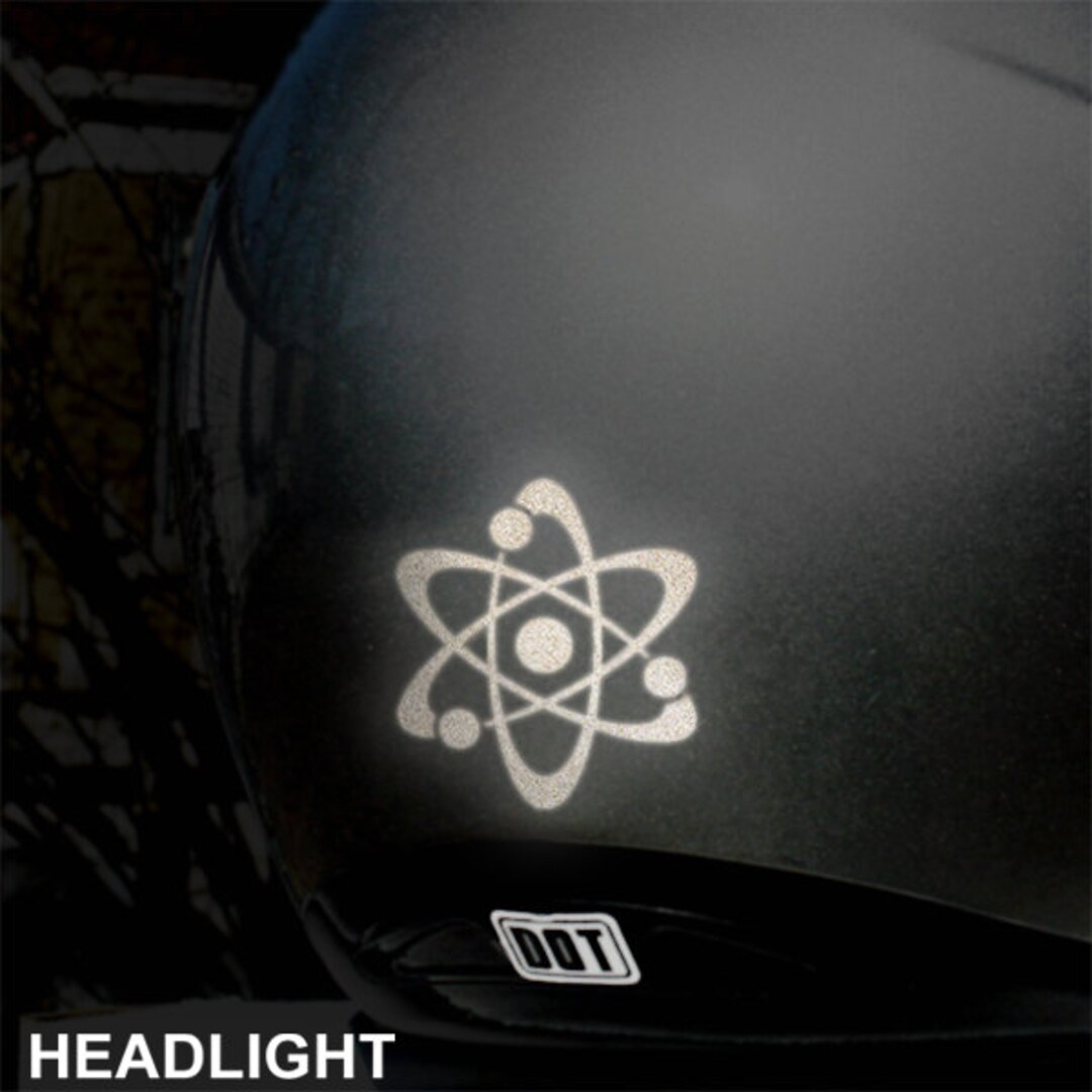 Atom Symbol Reflective Decal, Atomic Helmet Reflector Sticker, Nucleus ...