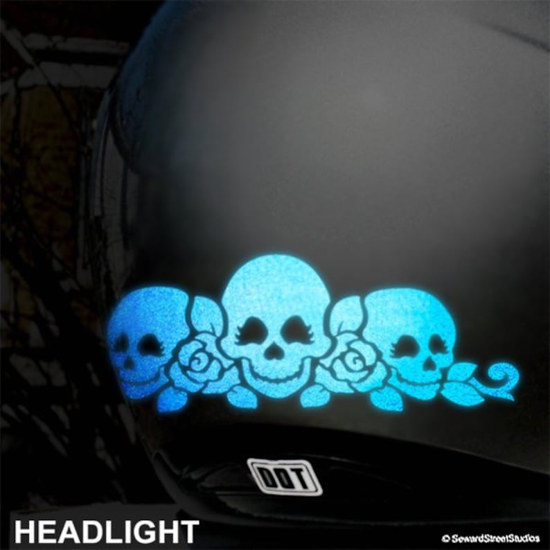 Skulls and Roses Reflective Decal Set Three Skulls Helmet - Etsy