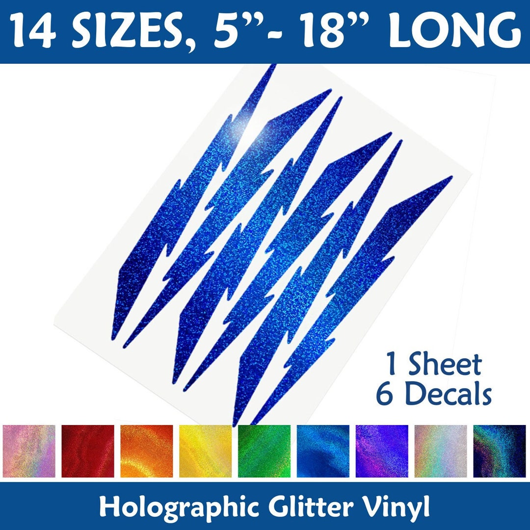 6 Lightning Bolts Glitter Decal Set, Six Lightning Stickers Kit ...