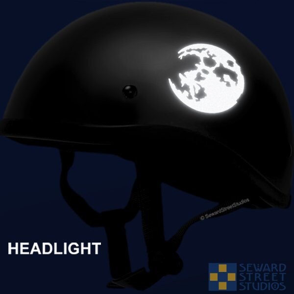 Full Moon Reflective Decal, Moon Bike Helmet Sticker, Full Moon ...