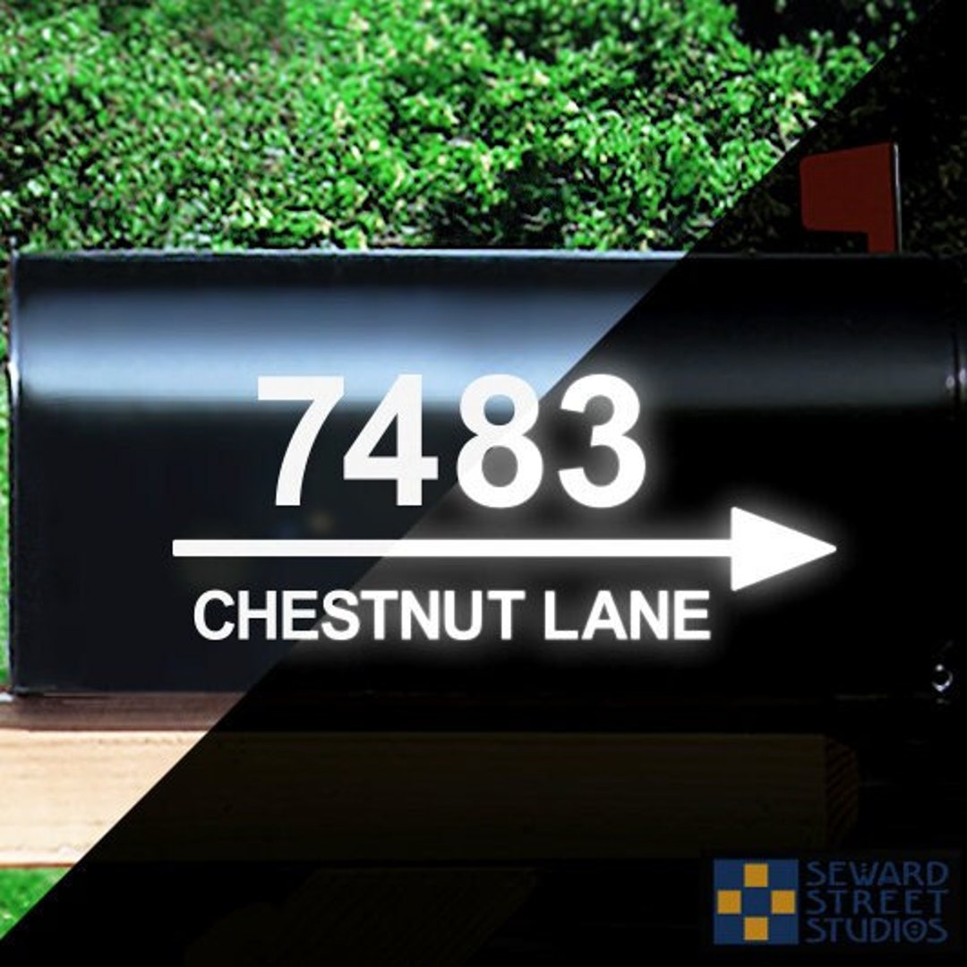 Reflective Mailbox Address Decal, Outdoor Arrow Custom Street Name ...
