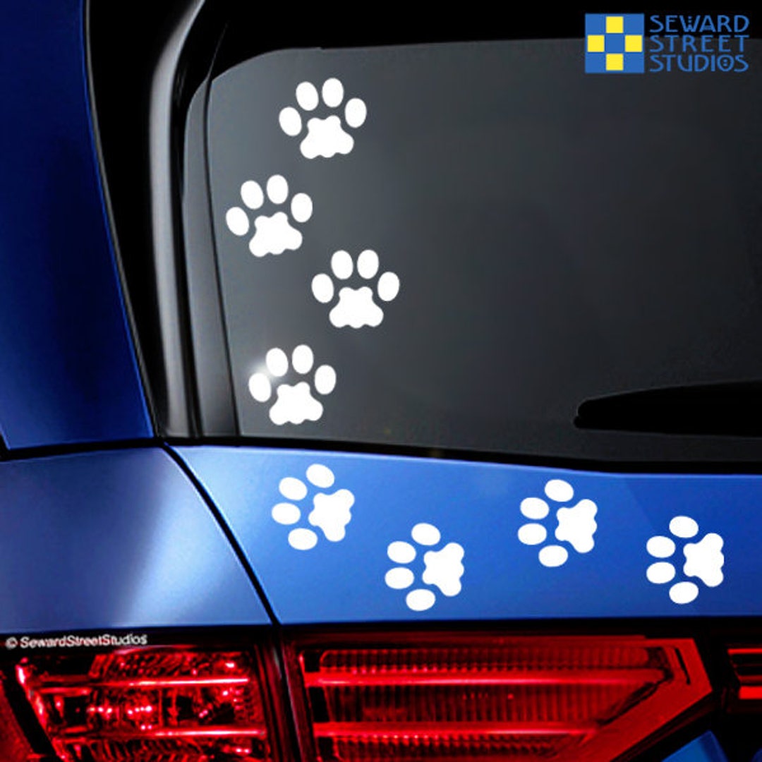 8 Cat Paw Prints Decal Set, Kitty Tracks Sticker Set, Cat Owner Car ...