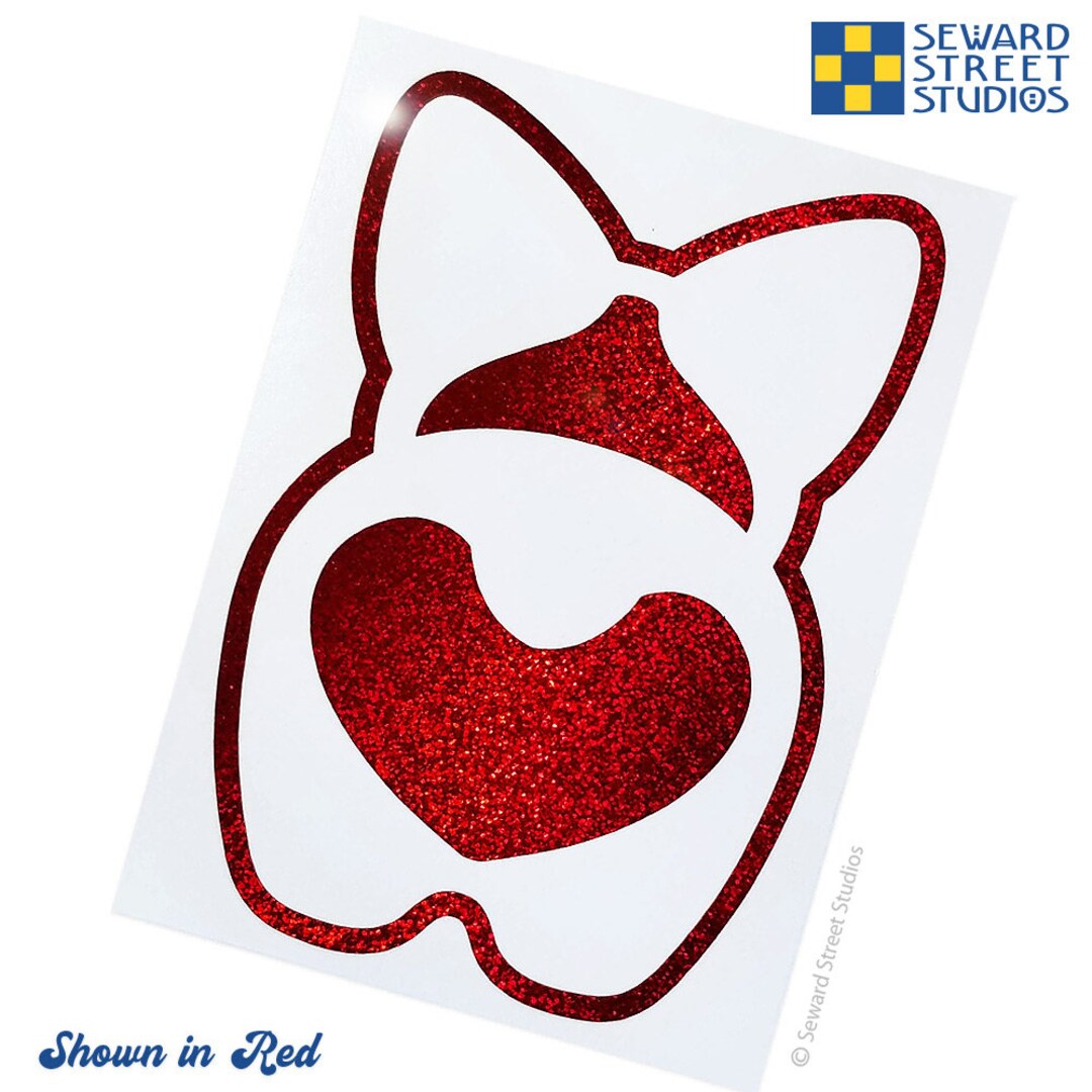 Glitter Corgi Butt Decal Corgi Heart Bottom Holographic - Etsy