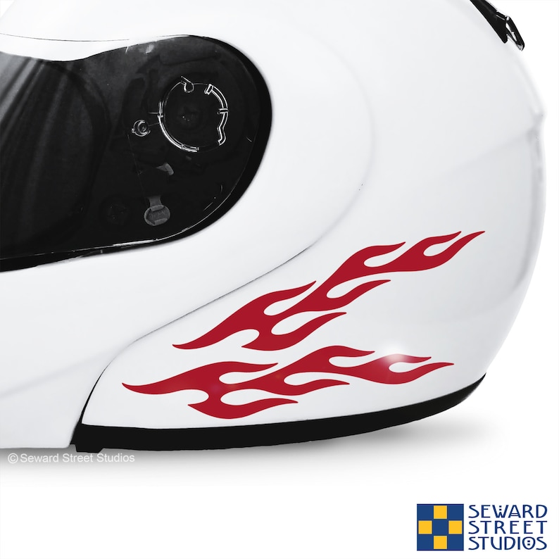 Set of 4 Reflective Flames Vinyl Decals Retro Fire Sticker - Etsy