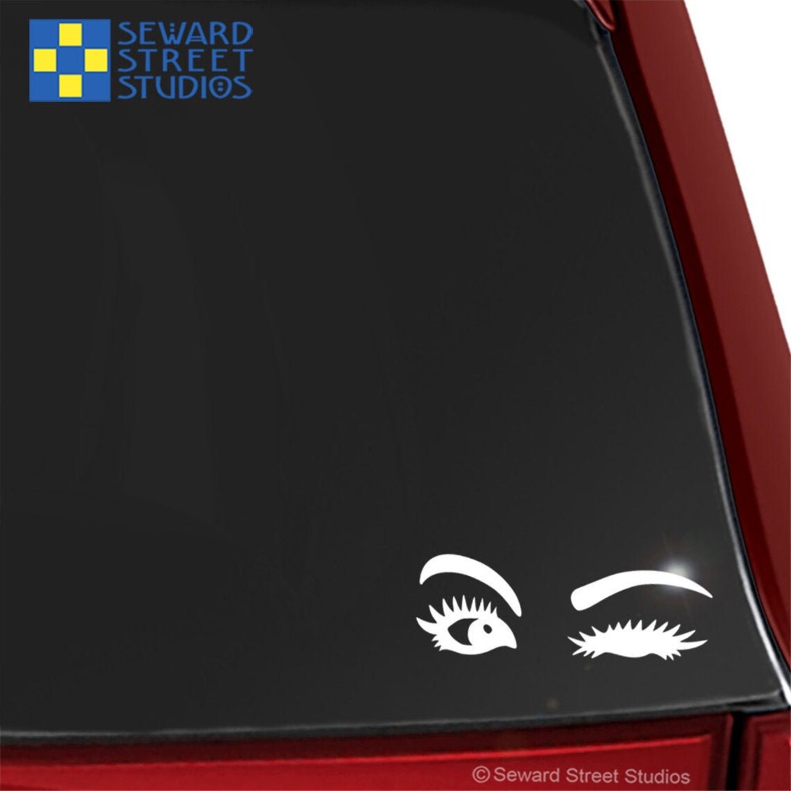 Winking Eyes Decal Eye Lashes Wink Car Window Sticker Woman | Etsy