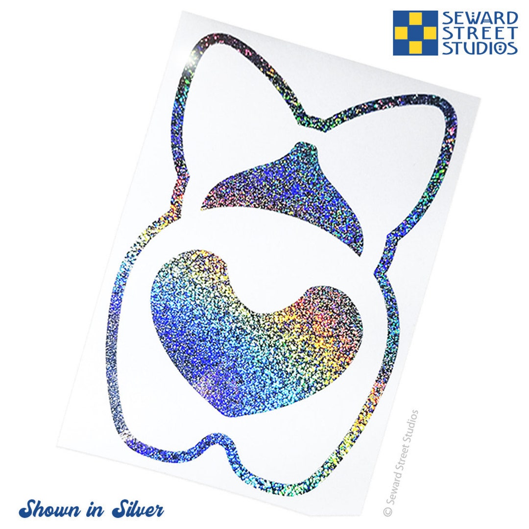 Glitter Corgi Butt Decal, Corgi Heart Bottom Holographic Glitter ...