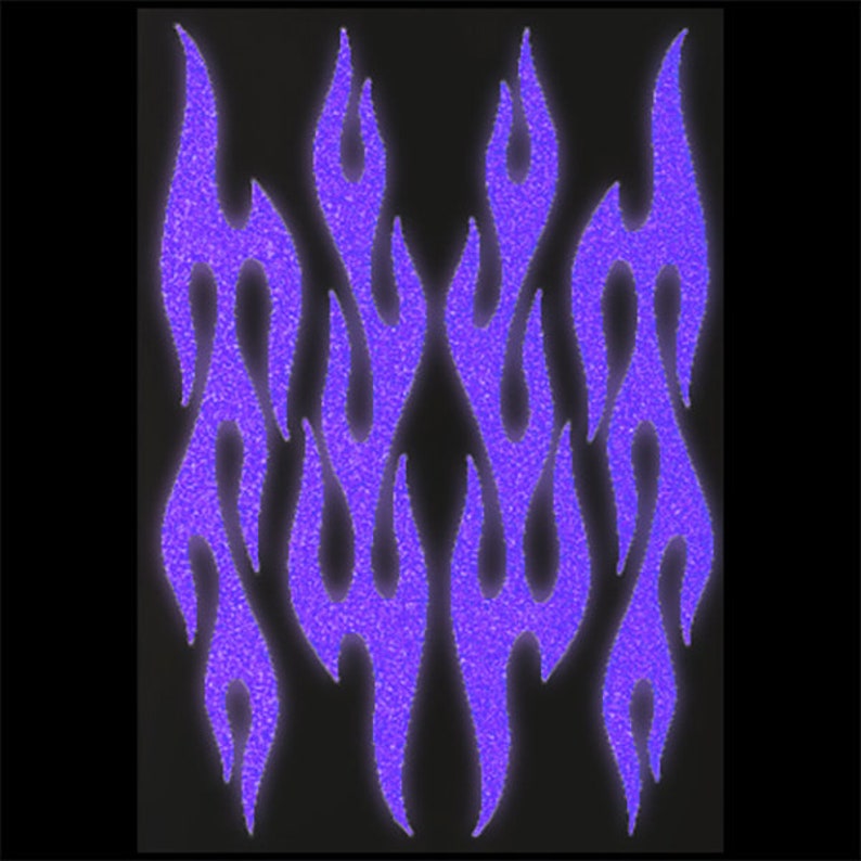 Set of 4 Purple Flames Reflective Decals Retro Flame Bike | Etsy