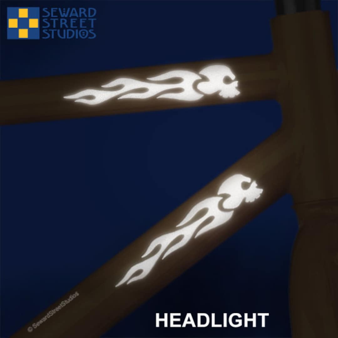 Flaming Skulls Reflective Decal Set, Narrow Fire Skull Helmet Stickers ...