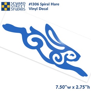 Spiral Hare Vinyl Decal, Leaping Rabbit Window Sticker, Celtic Laptop ...
