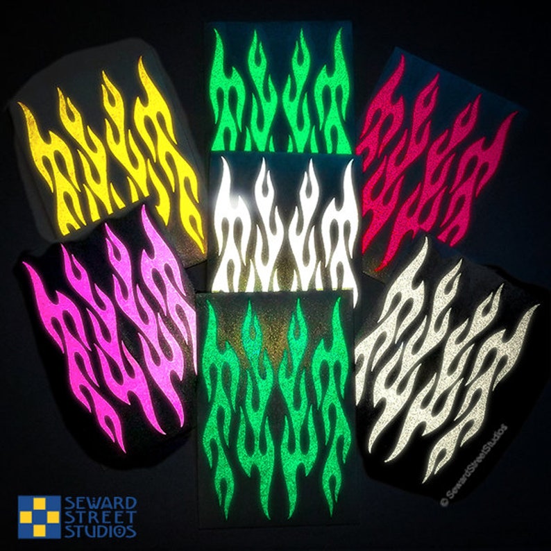 Set of 4 Flames Reflective Decals Retro Flame Bike Helmet - Etsy