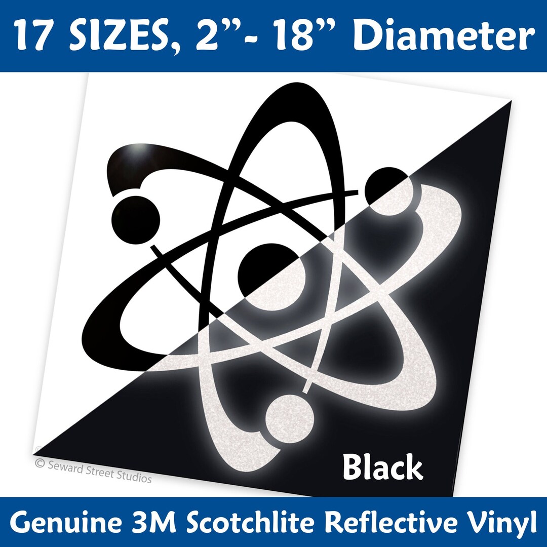 Black Atom Symbol Reflective Decal, Atomic Motorcycle Helmet Reflector ...