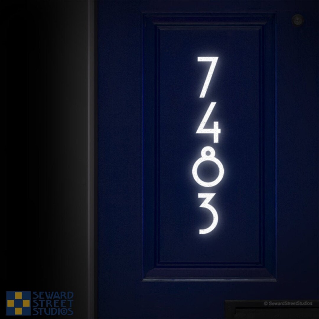 Large 13.50" High Vertical Reflective Mailbox Numbers Decal, Custom ...