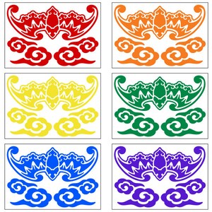 Fu Bat Reflective Decal Set, Lucky Bat Motorcycle Helmet Stickers Kit ...