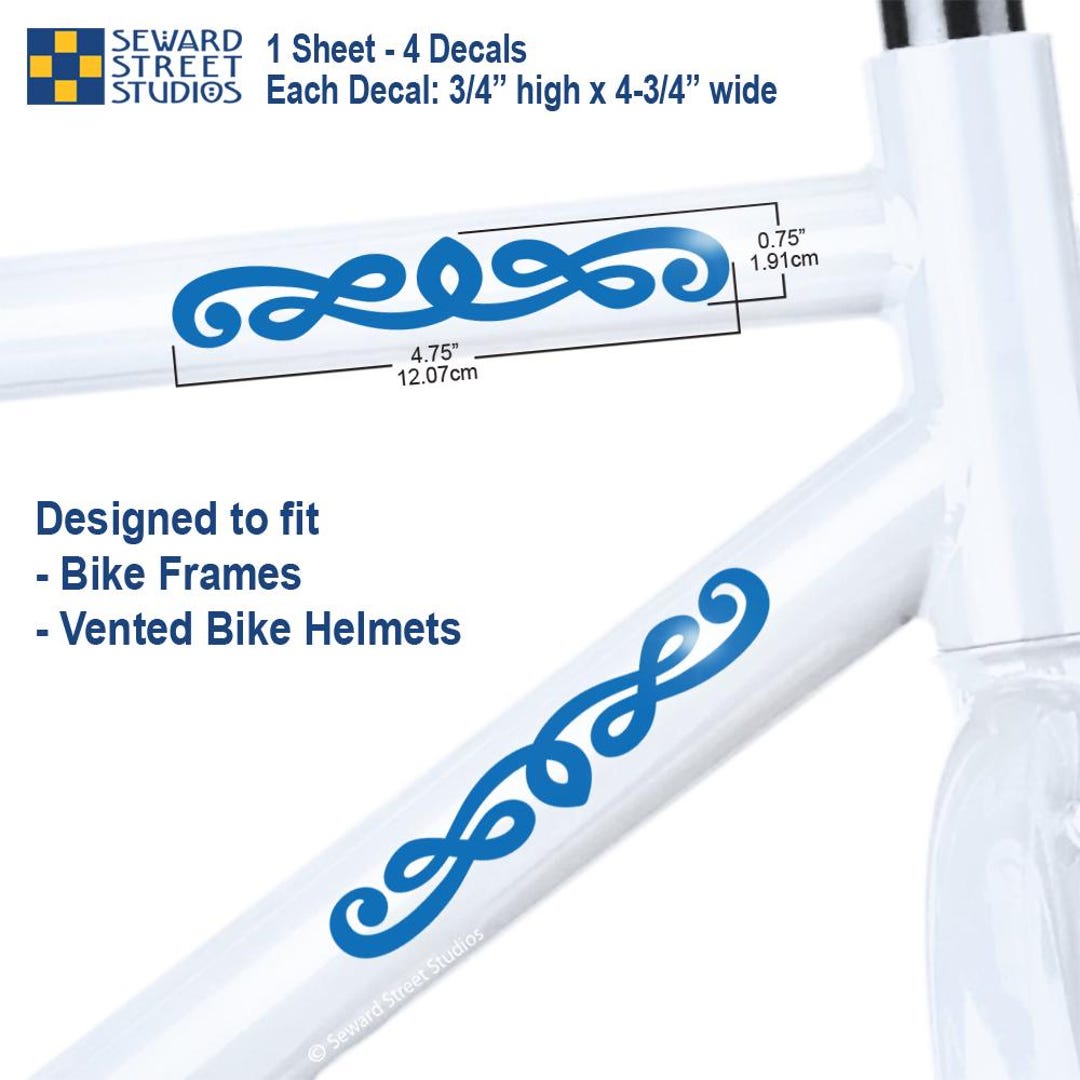 Scrolls Decal Set, Set of 4 Retro Style Bicycle Helmet Stickers Kit ...