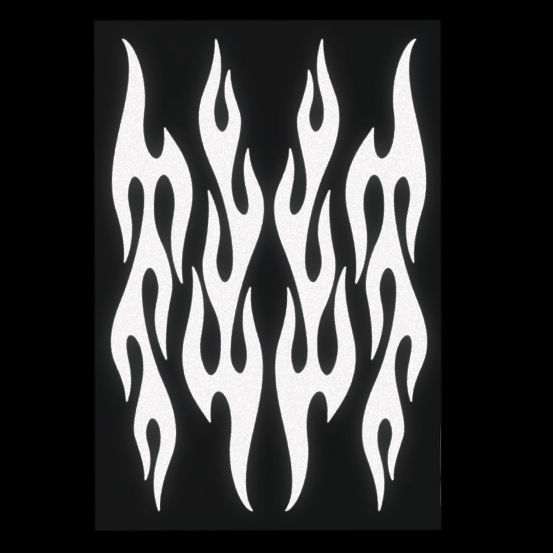 Set of 4 Black Flames Reflective Decals, Retro Flame Bike Helmet ...