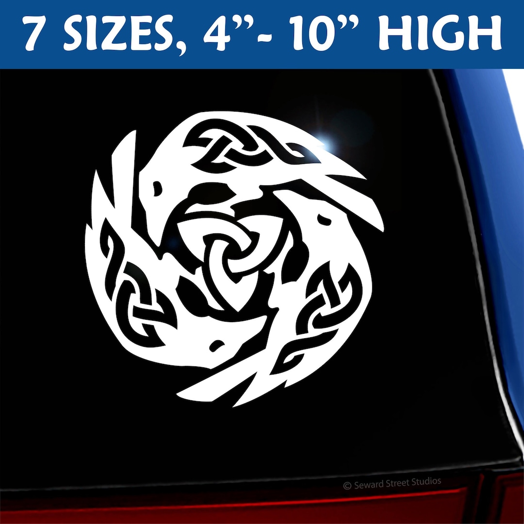 Three Ravens Vinyl Decal, Triple Crows Window Sticker, Knotwork Corvids ...