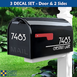 Mailbox Address Decal Set, Custom Street Name Stickers, Sides and Door ...