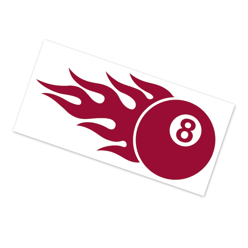Flaming 8 Ball Decal, Flame Eight Pool Ball Laptop Sticker, Burning ...