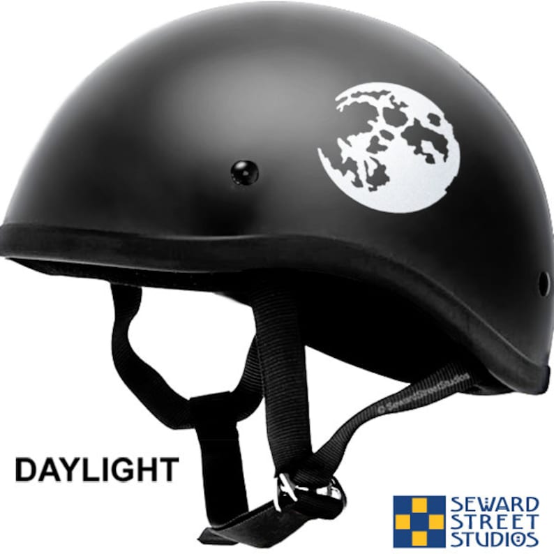 Full Moon Reflective Decal, Moon Bike Helmet Sticker, Full Moon ...
