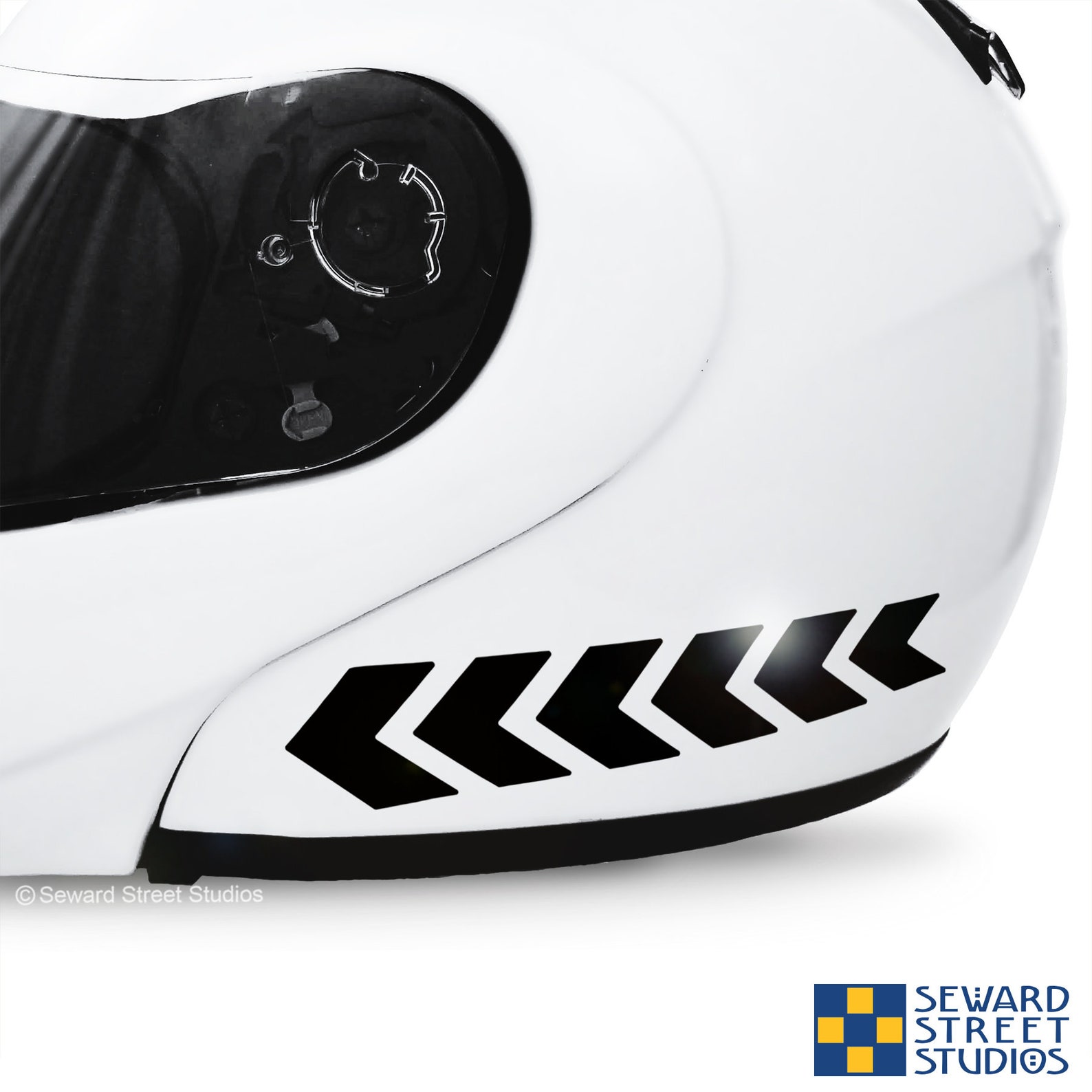 Set of 2 Reflective Chevron Decals, Racing Stripes Motorcycle Helmet ...